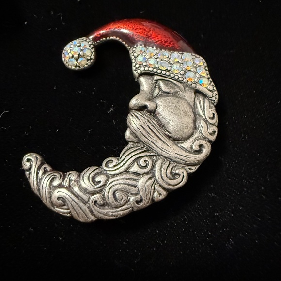 TC | Jewelry | Vintage Christmas Santa Crescent Moon Pin Tc Signed ...